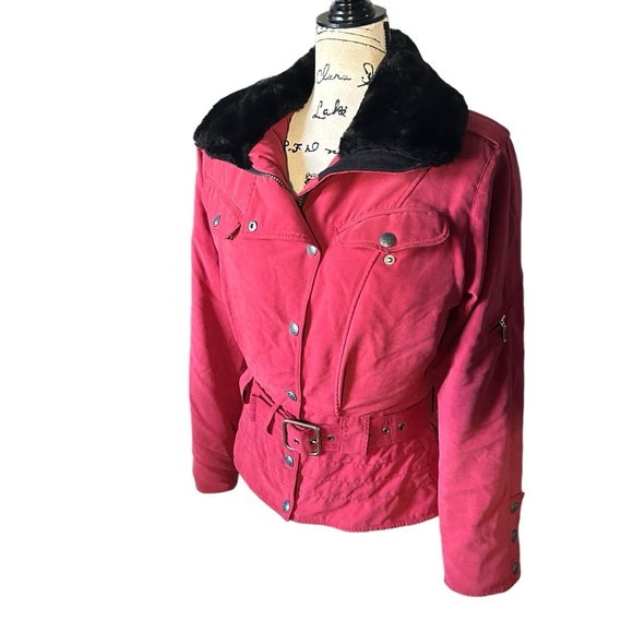 NILS | Jackets & Coats | Nils Skiwear Belted Faux Fur Ski Jacket Dark ...